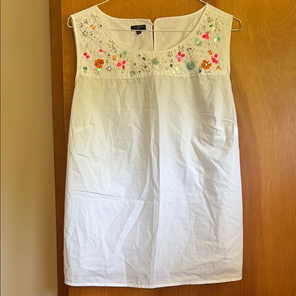 Talbots | Tops | Talbots White Top With Colorful Floral Embellishments ...